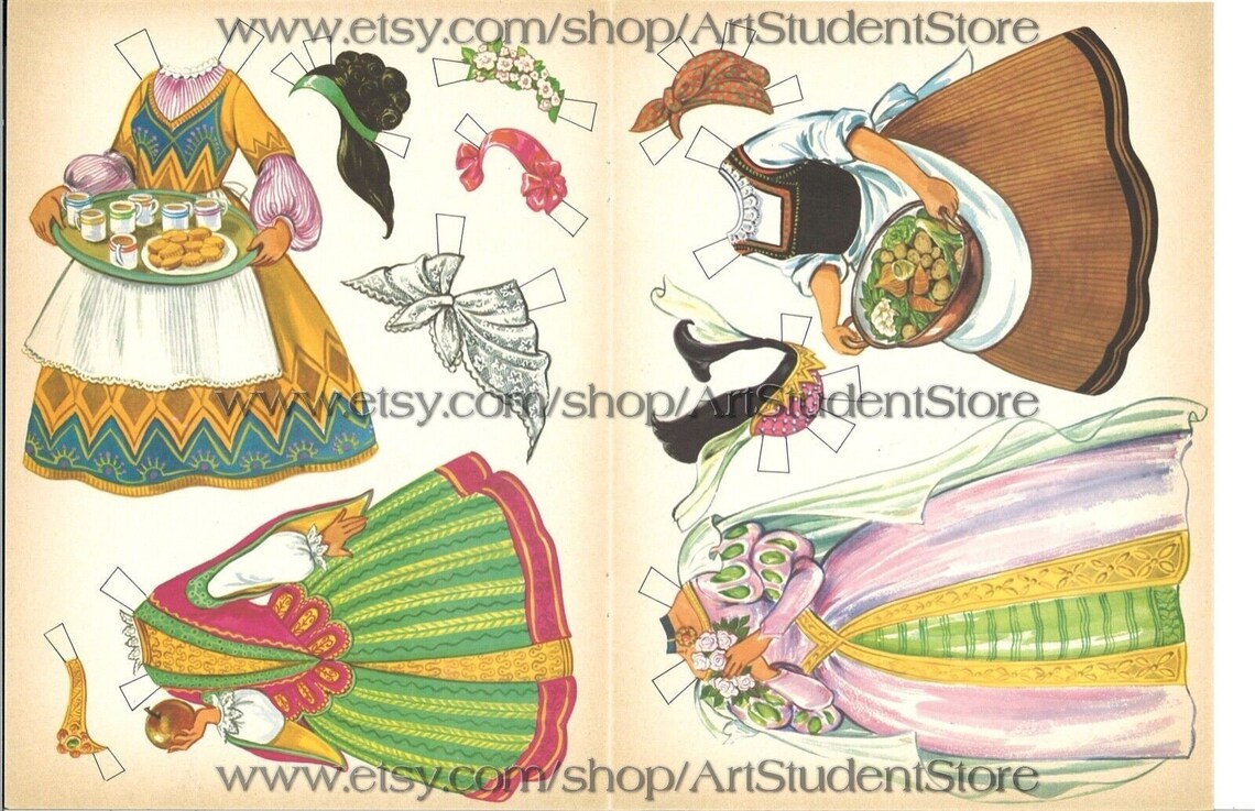 Pdf Printable Digital Set Vintage Paper Dolls - Etsy