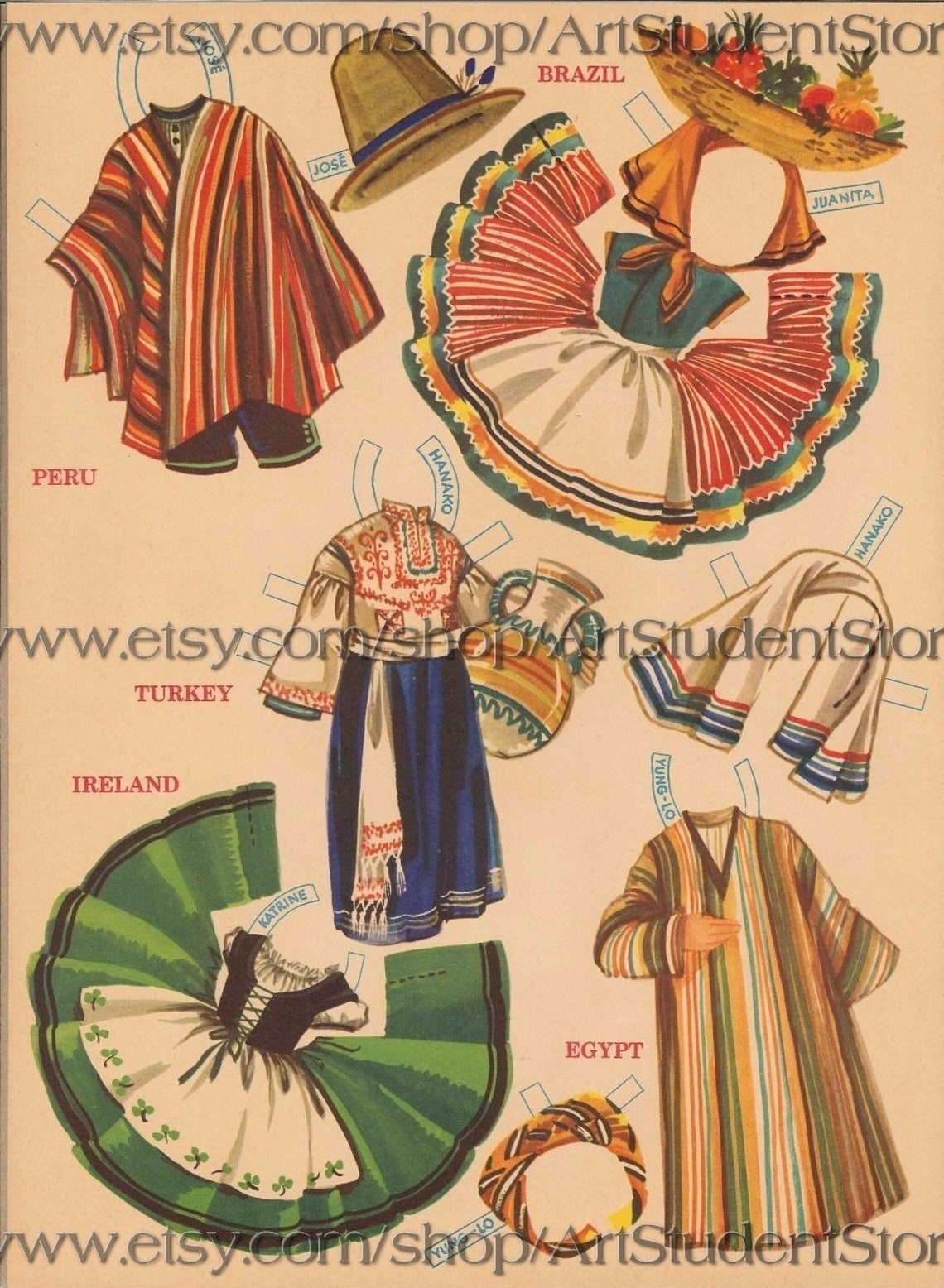 Pdf Printable Digital Vintage Paper Dolls Children Round | Etsy