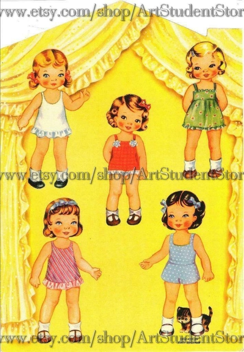 Pdf Printable Digital Vintage Paper Dolls Doll House - Etsy