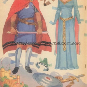 Printable Pdf Vintage Paper Dolls Prince Valiant and Princess Aleta - Etsy