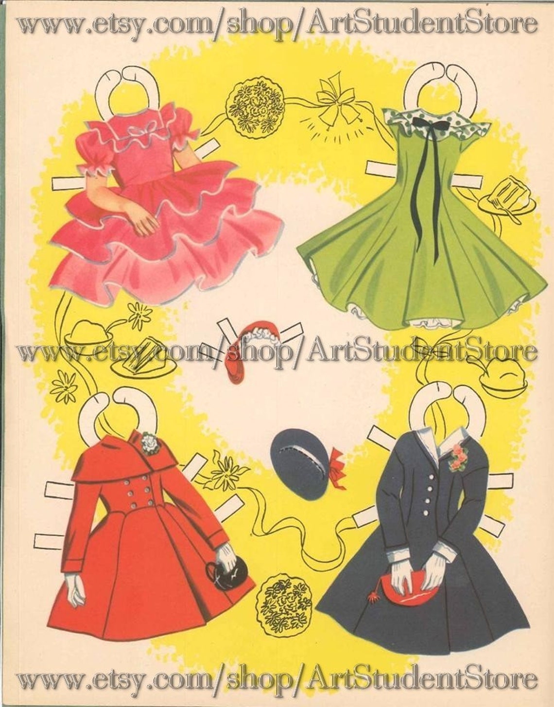 Pdf Printable Digital Vintage Paper Dolls Here Comes the - Etsy