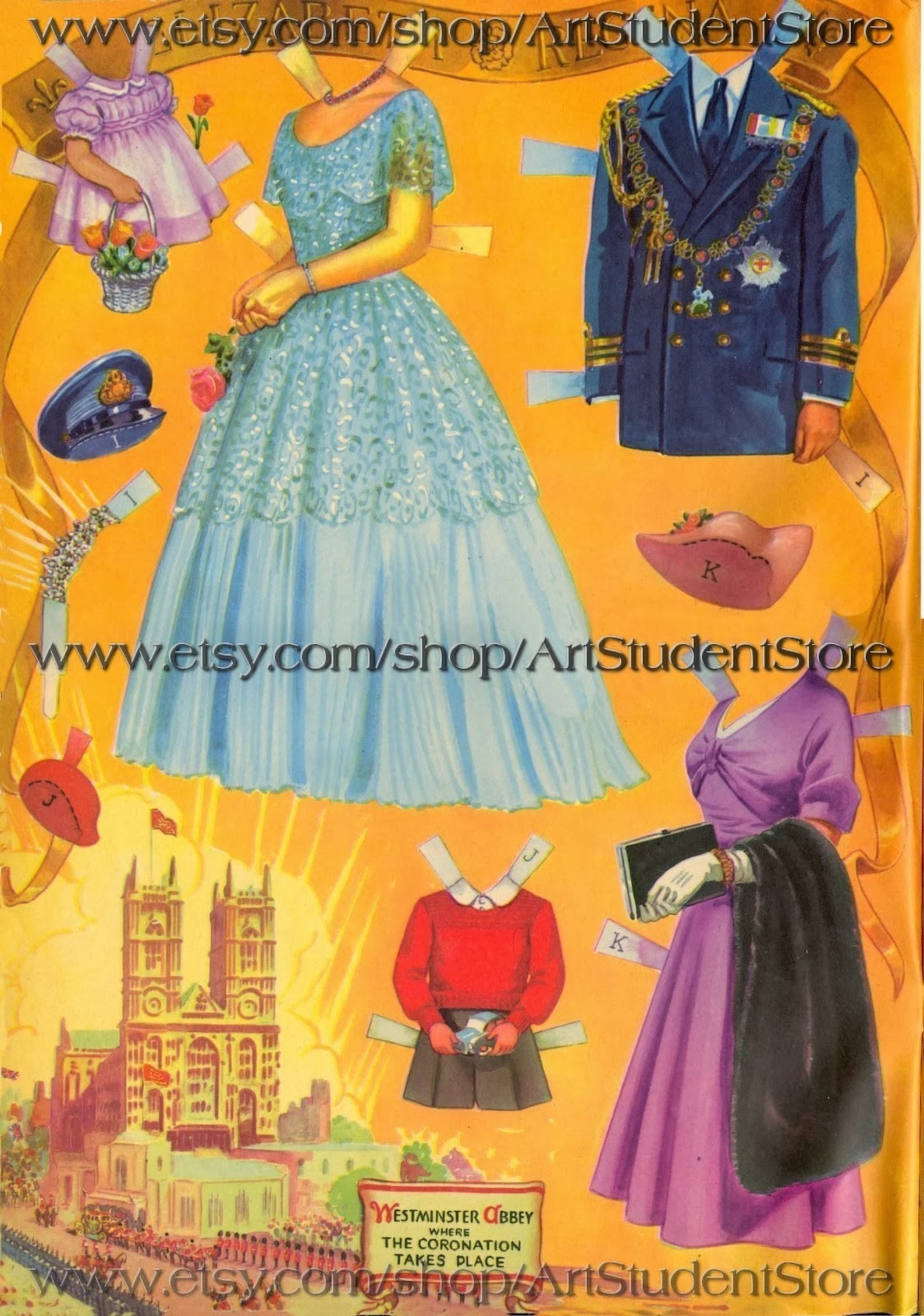 Pdf Printable Digital, Vintage Paper Dolls Queen Elizabeth II Royal ...