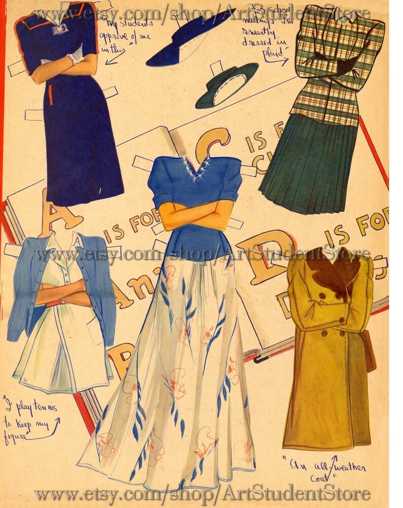 Pdf Printable Digital, Vintage Paper Dolls Career Girls 1942 - Etsy