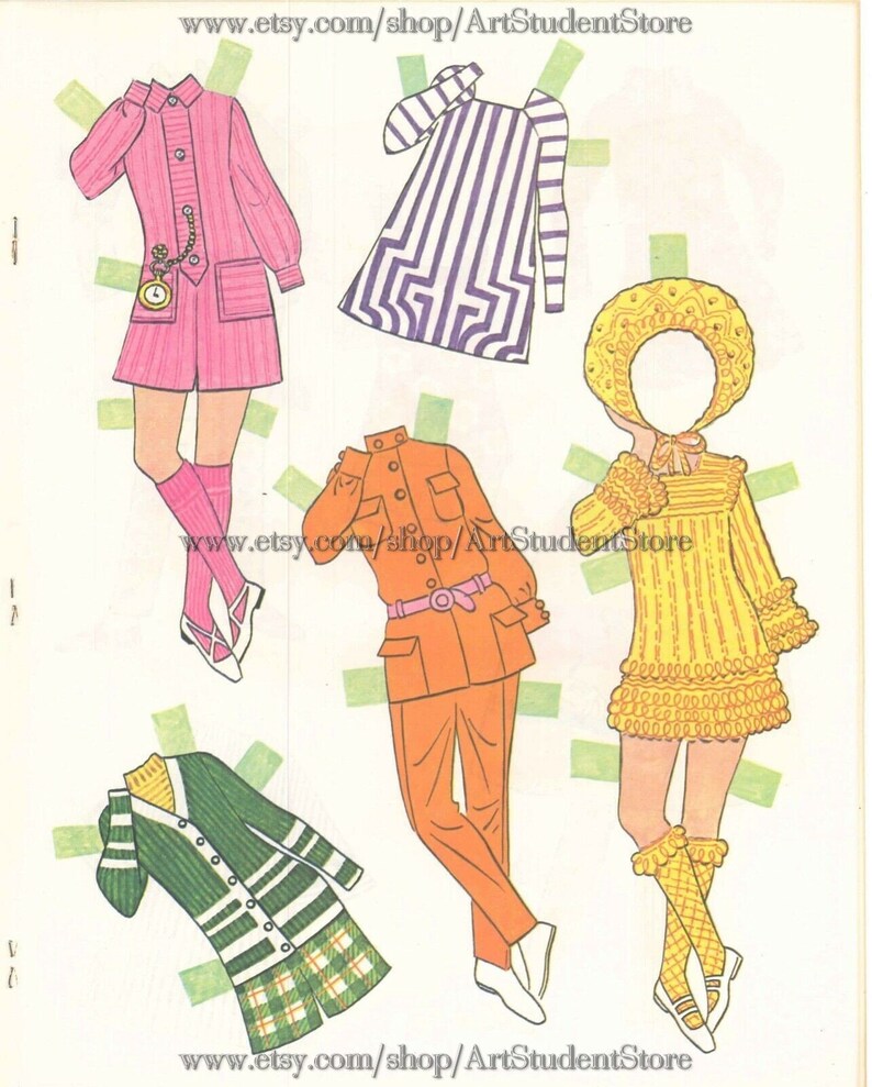 Vintage Paper Dolls Tini Modsprintable Digital Pdf - Etsy