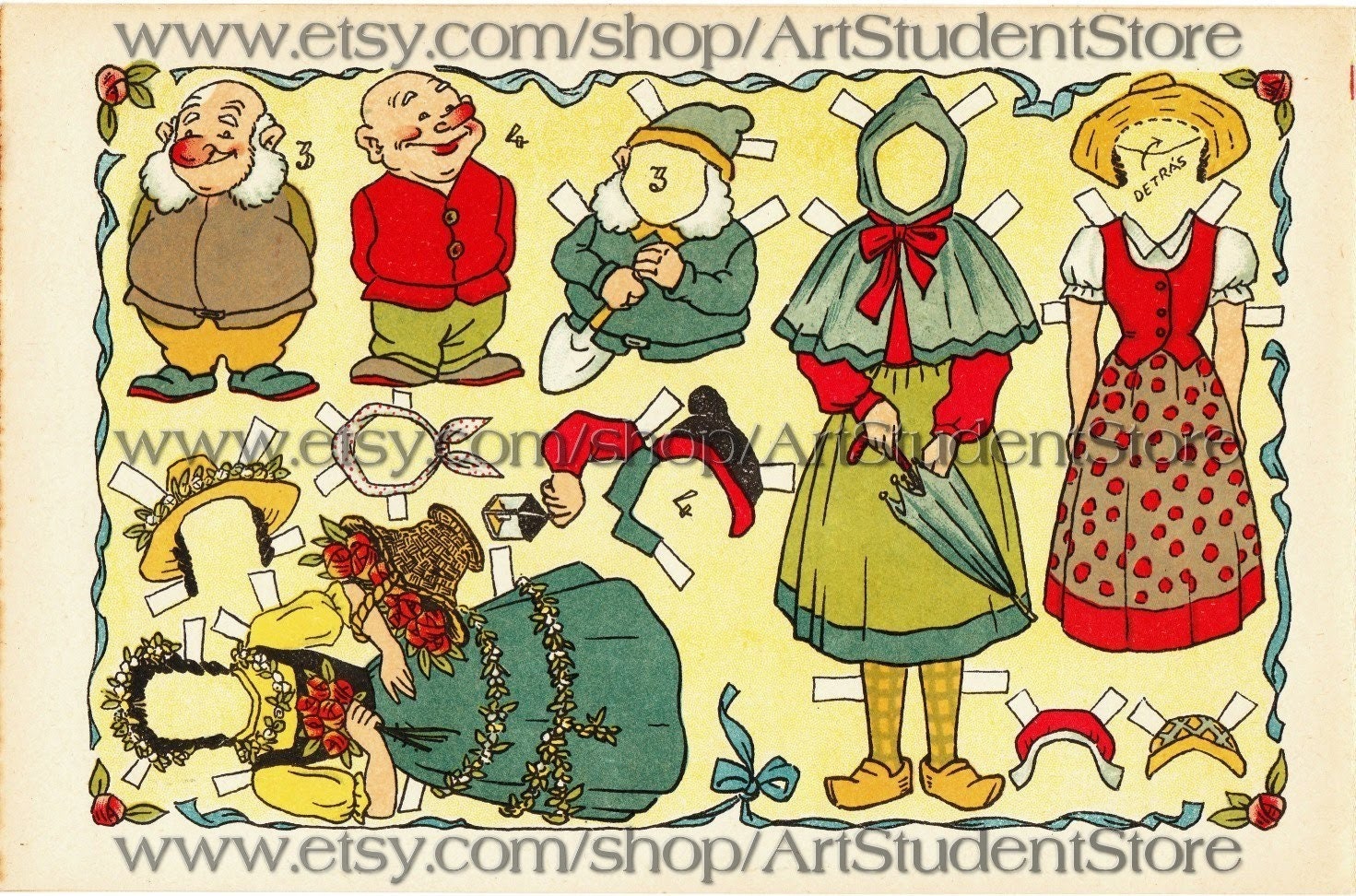 Vintage Paper Dolls Set 4 Cute Barcelona Spain Collage Sheets,pdf ...