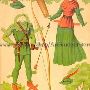 Digital Pdf,vintage Paper Dolls Robin Hood and Maid Marian - Etsy