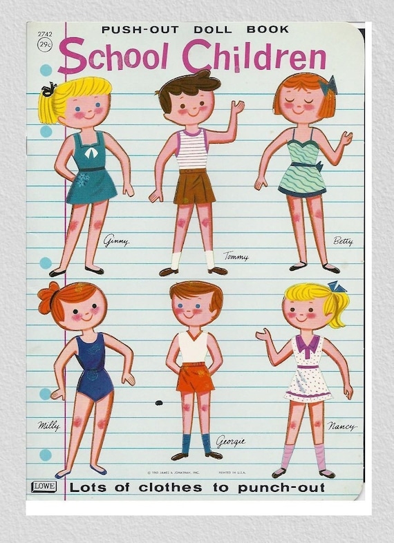 Pdf Printable Digital Vintage Paper Dolls School Children - Etsy