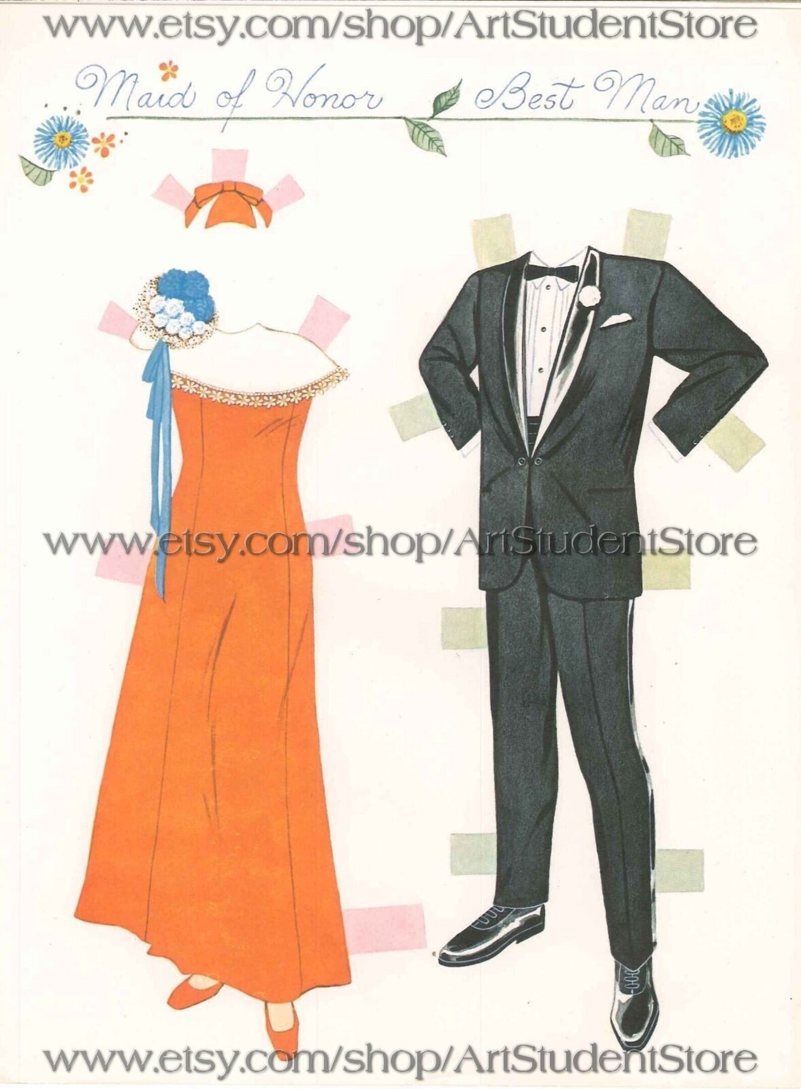 Vintage Paper Dolls Bride and Groomprintable Digital Pdf - Etsy