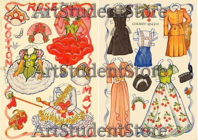 Pdf Instant Digital Vintage Paper Dolls Festival Beauty - Etsy