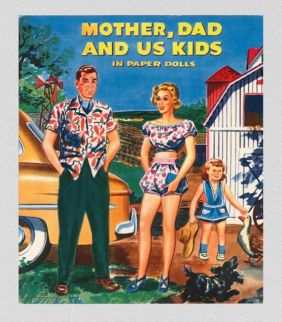 Vintage Paper Dolls Mother Dad Kidsprintable Digital Pdf | Etsy