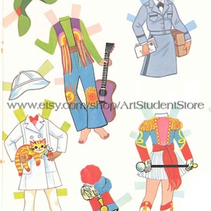 Pdf Printable Digital, Vintage Paper Dolls Ms. Girls Career Clothes ...