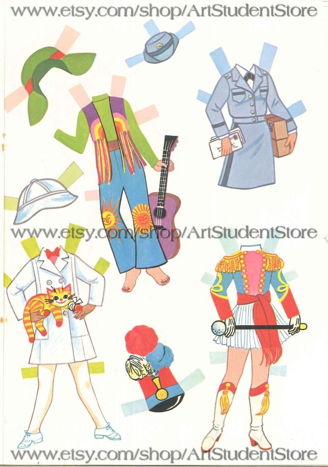 Pdf Printable Digital, Vintage Paper Dolls Ms. Girls Career Clothes ...
