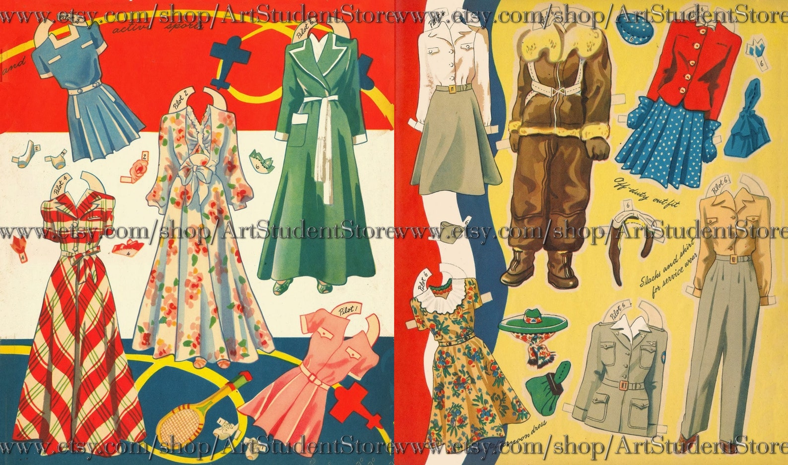 Vintage Paper Dolls Girl Pilots of the Ferry Command C. 1943 | Etsy