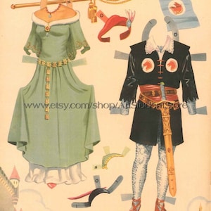 Printable Pdf Vintage Paper Dolls Prince Valiant and Princess Aleta - Etsy