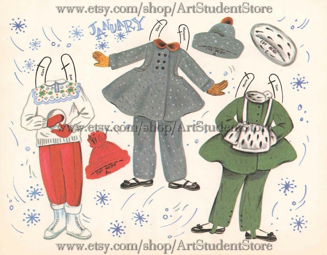 Printable Digital Pdf Instant Vintage Paper Dolls Pretty - Etsy