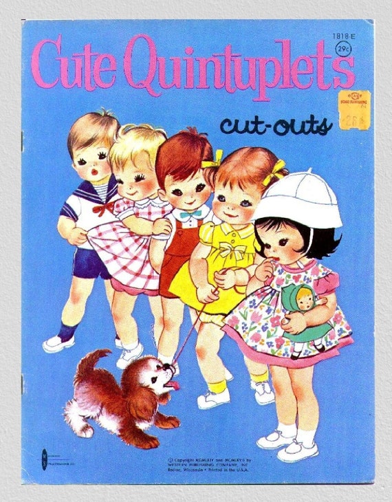 Digital Pdf Vintage Paper Dolls Cute Quintuplets Cut-outs C. - Etsy