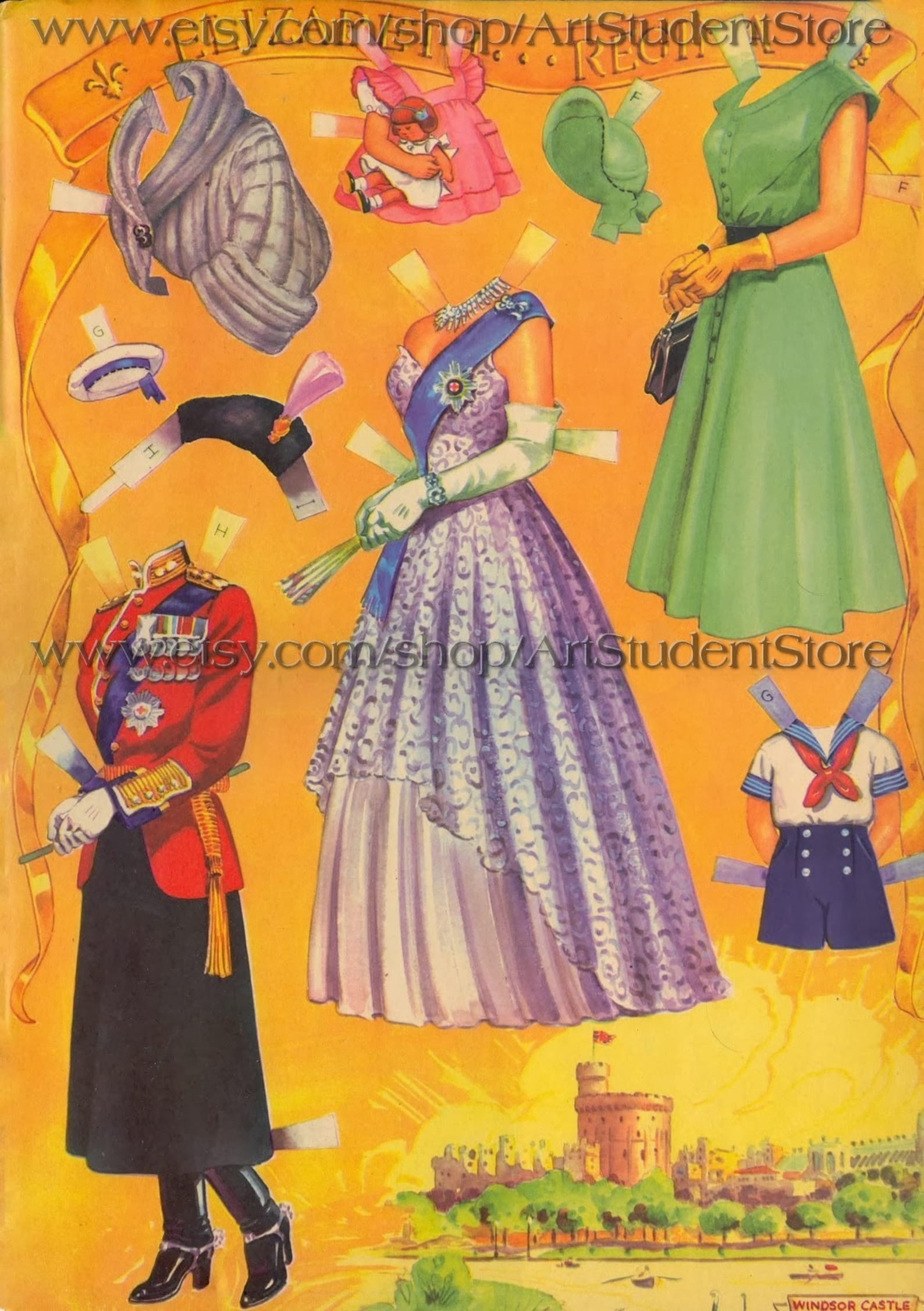 Pdf Printable Digital Vintage Paper Dolls Queen Elizabeth II - Etsy