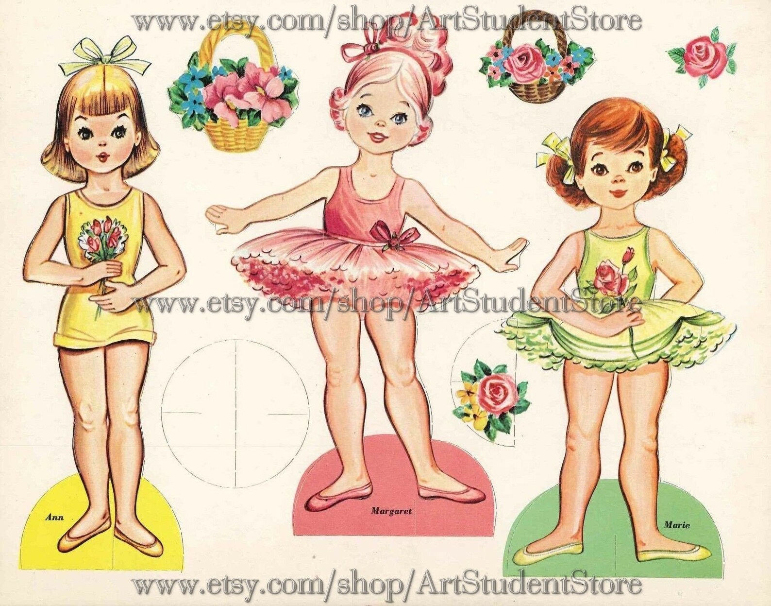 Printable Digital Pdf Instant Vintage Paper Dolls Pretty - Etsy