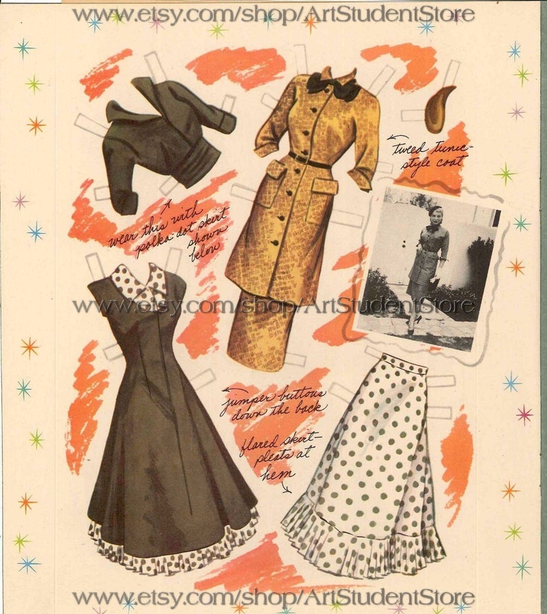 Pdf Printable Digital Vintage Paper Dolls Janet Leigh 1957 - Etsy