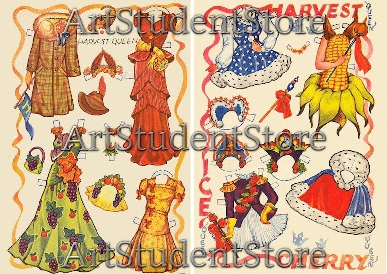 Pdf Instant Digital Vintage Paper Dolls Festival Beauty | Etsy