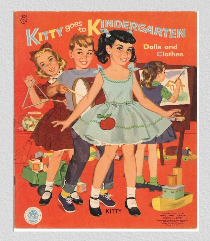 Digital Paper Dolls Download Pdfkitty Goes to Kindergarten - Etsy