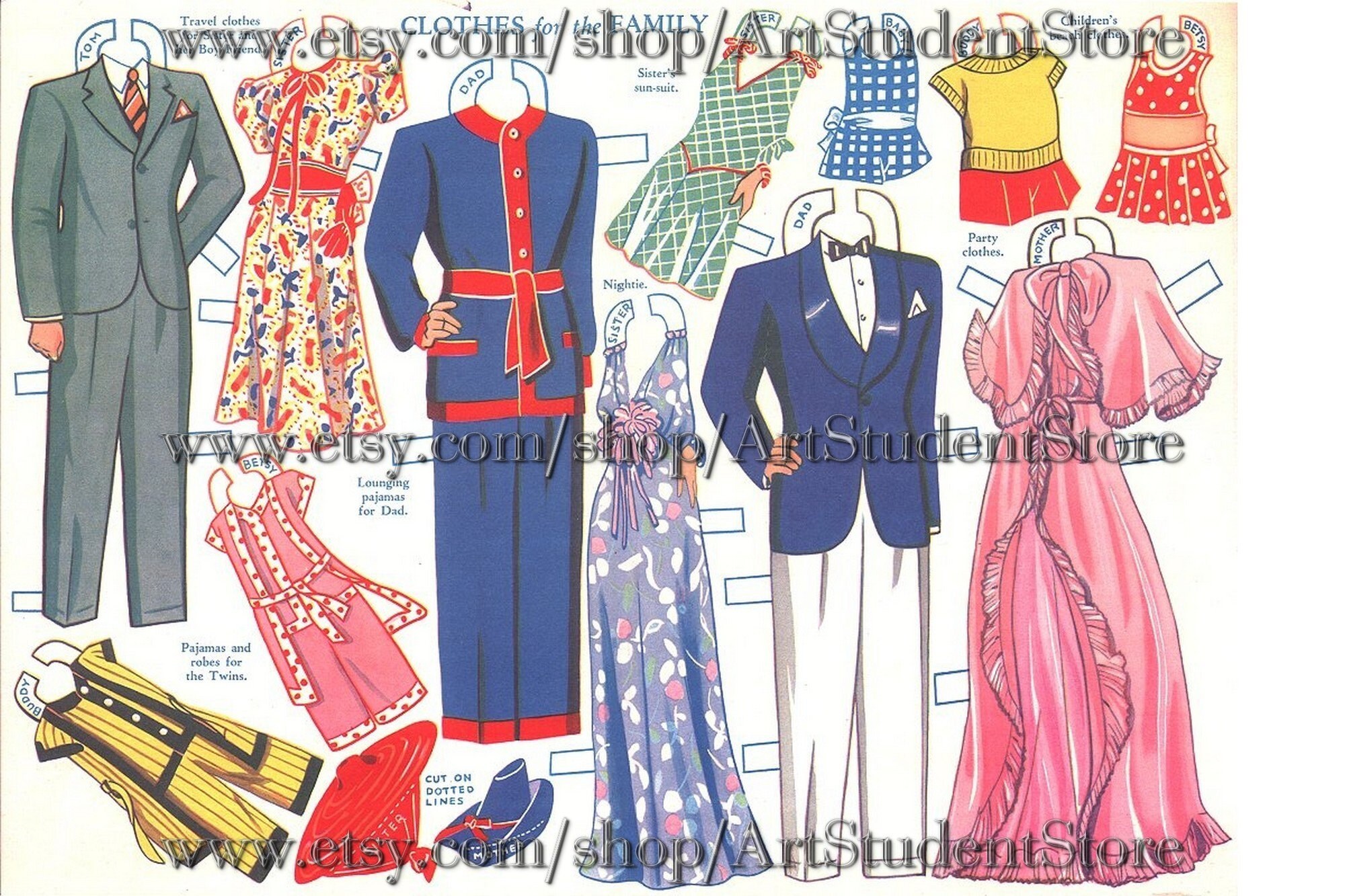 Pdf Instant Digital Vintage Paper Doll Family and Their - Etsy