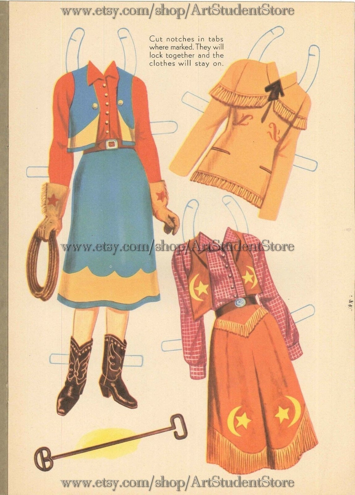 Pdf Instant Vintage Paper Dolls Western - Etsy