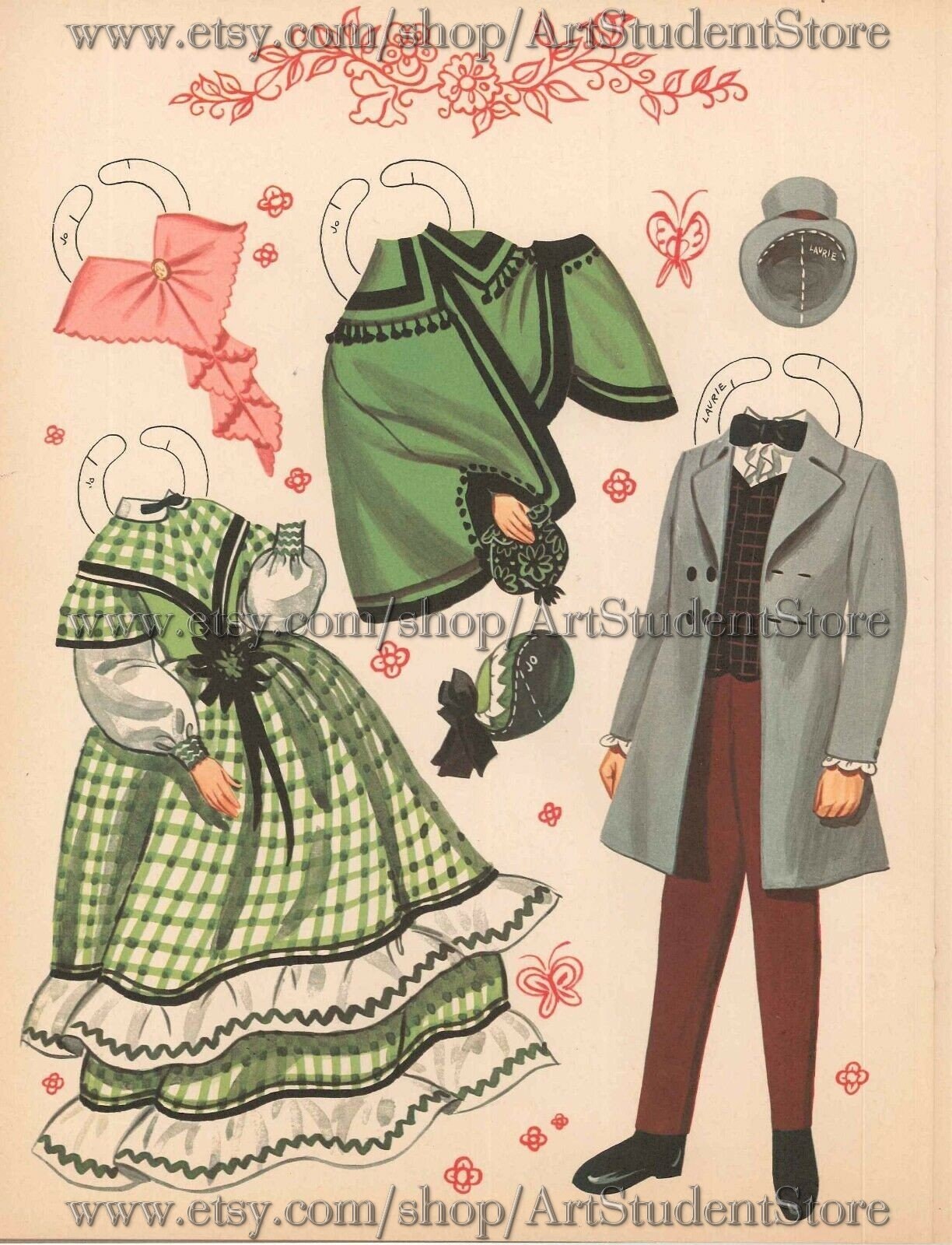 Pdf Printable Digital, Vintage Paper Dolls Little Women With Parasols ...