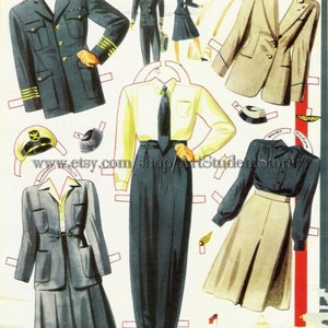 Digital Paper Dolls Download Pdf,retro Airliner Pilot and Stewardess - Etsy