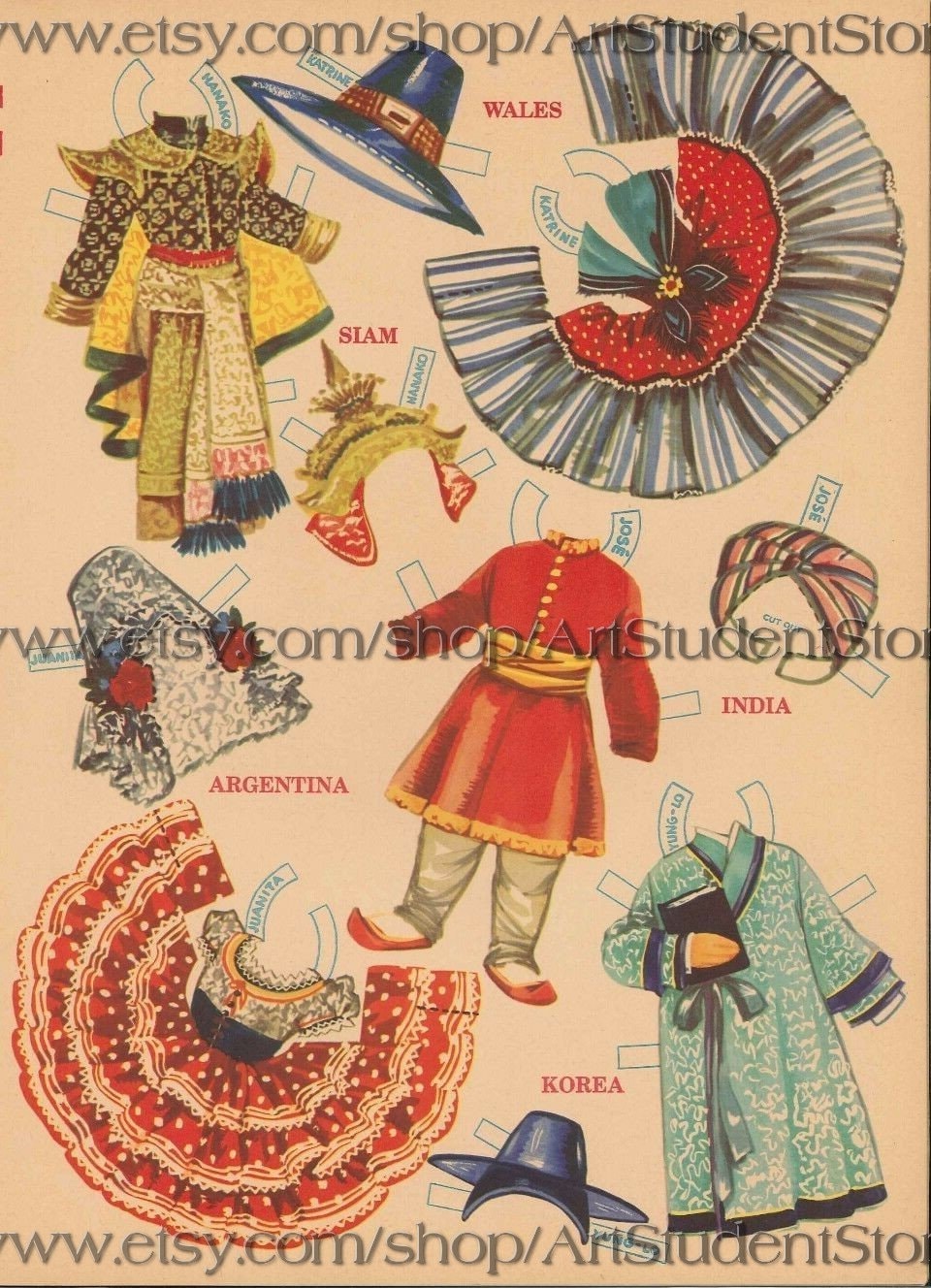 Pdf Printable Digital Vintage Paper Dolls Children Round - Etsy