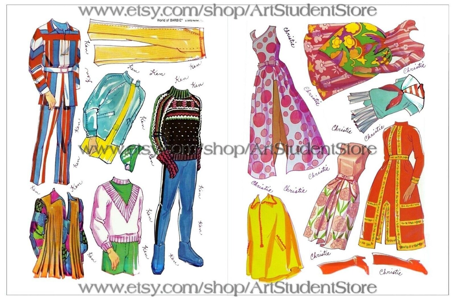 Printable Digital Pdf, Instant Vintage Paper Dolls World Barbie 1972 - Etsy