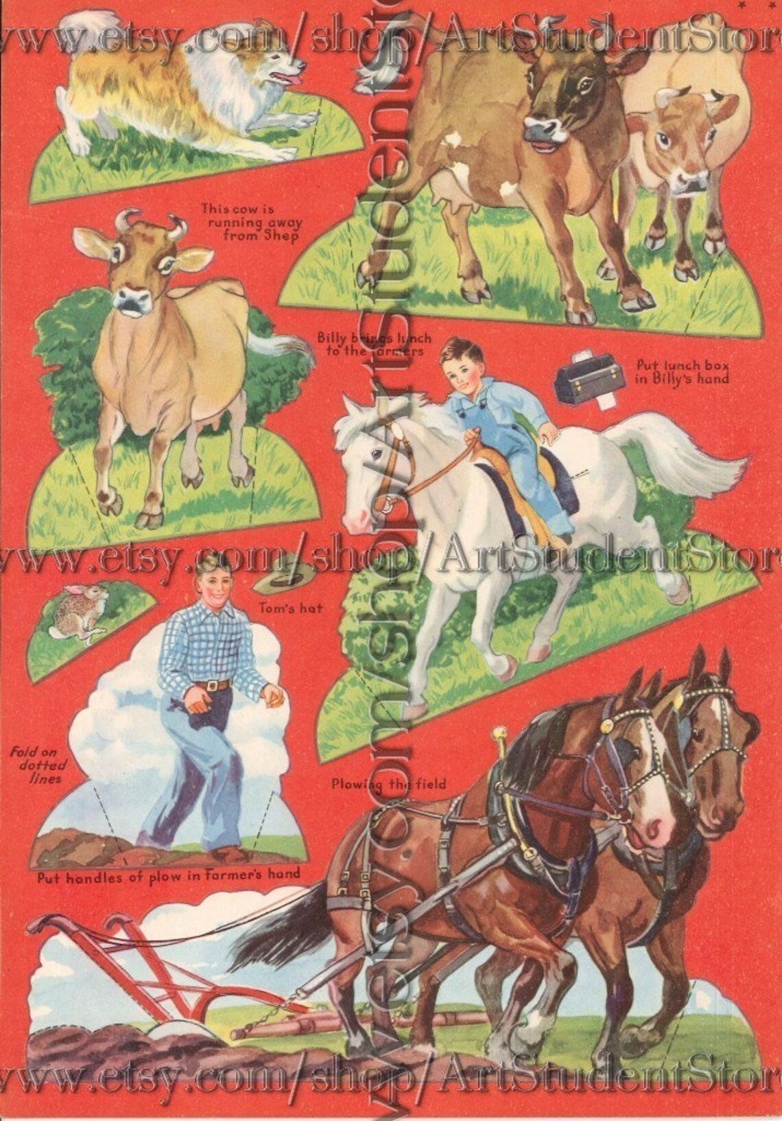 Vintage Paper Dolls Printable Digital Pdf Big Farm Punch-out - Etsy