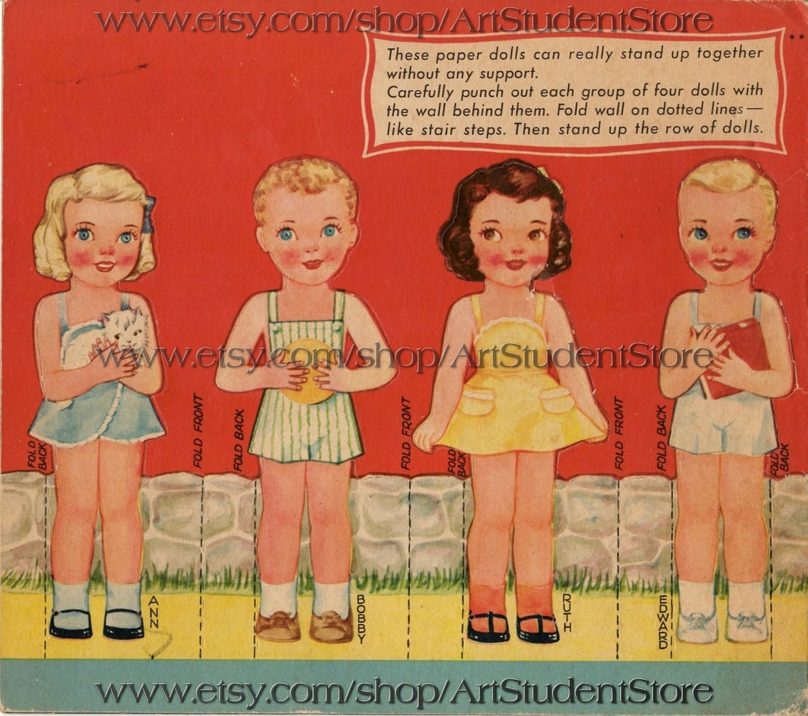 Printable Digital Pdf Vintage Paper Dolls 8 Standing Dolls - Etsy