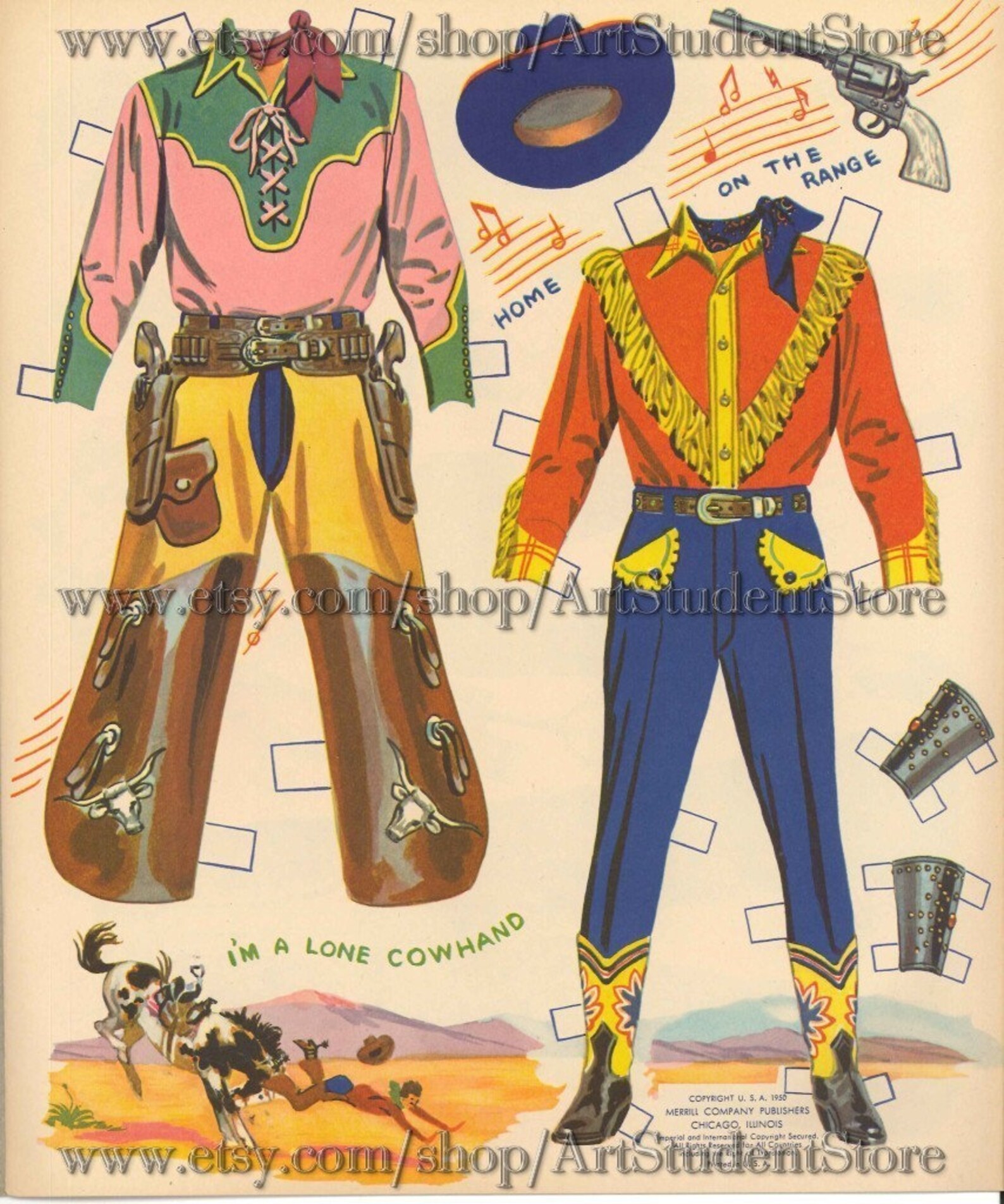 Pdf Printable Digital Vintage Paper Cowboy and Cowgirl 1955 - Etsy