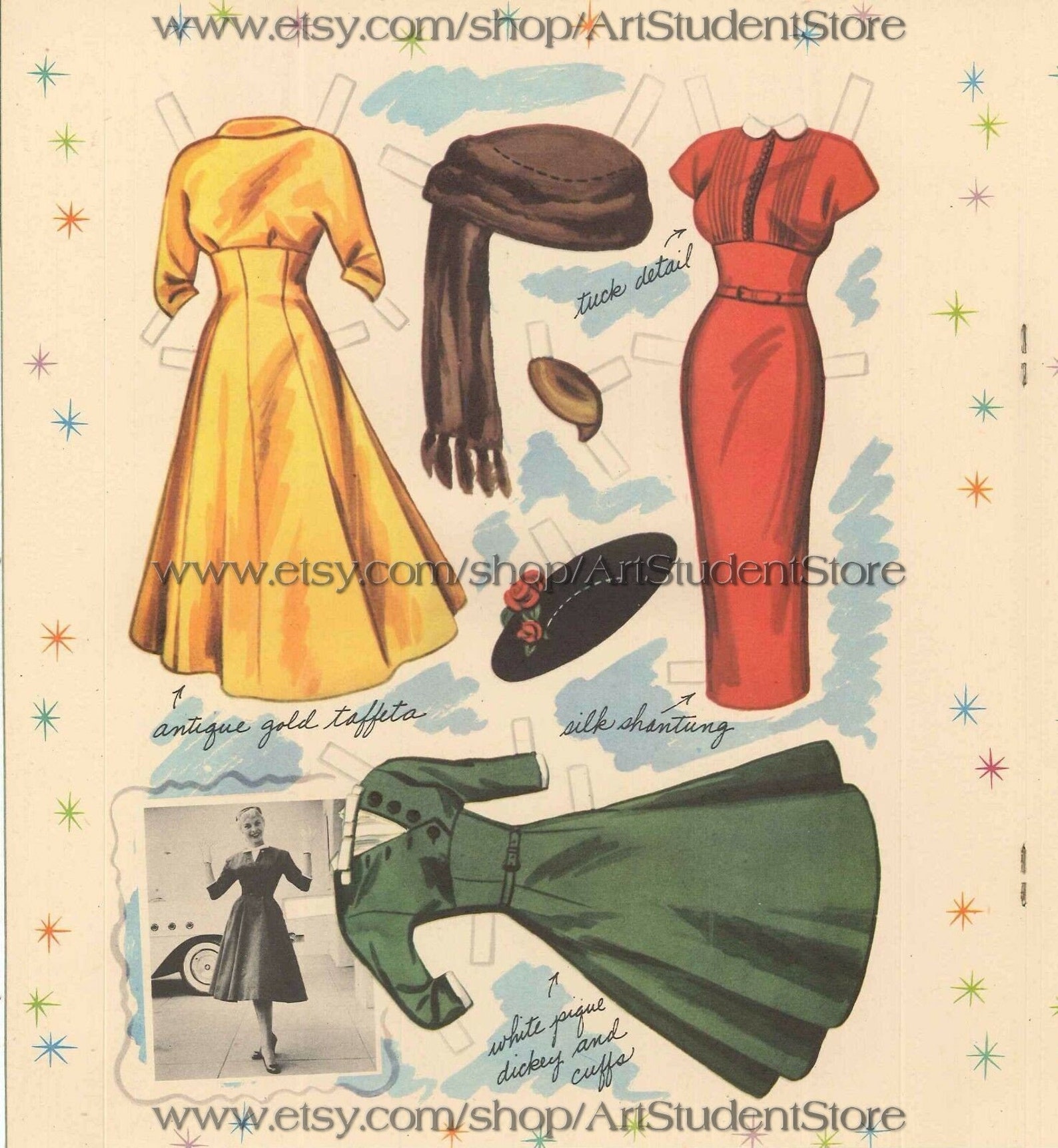 Pdf Printable Digital Vintage Paper Dolls Janet Leigh 1957 - Etsy
