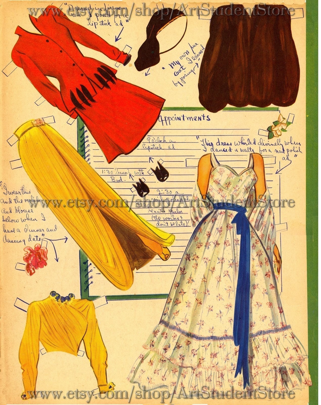 Pdf Printable Digital Vintage Paper Dolls Career Girls 1942 - Etsy