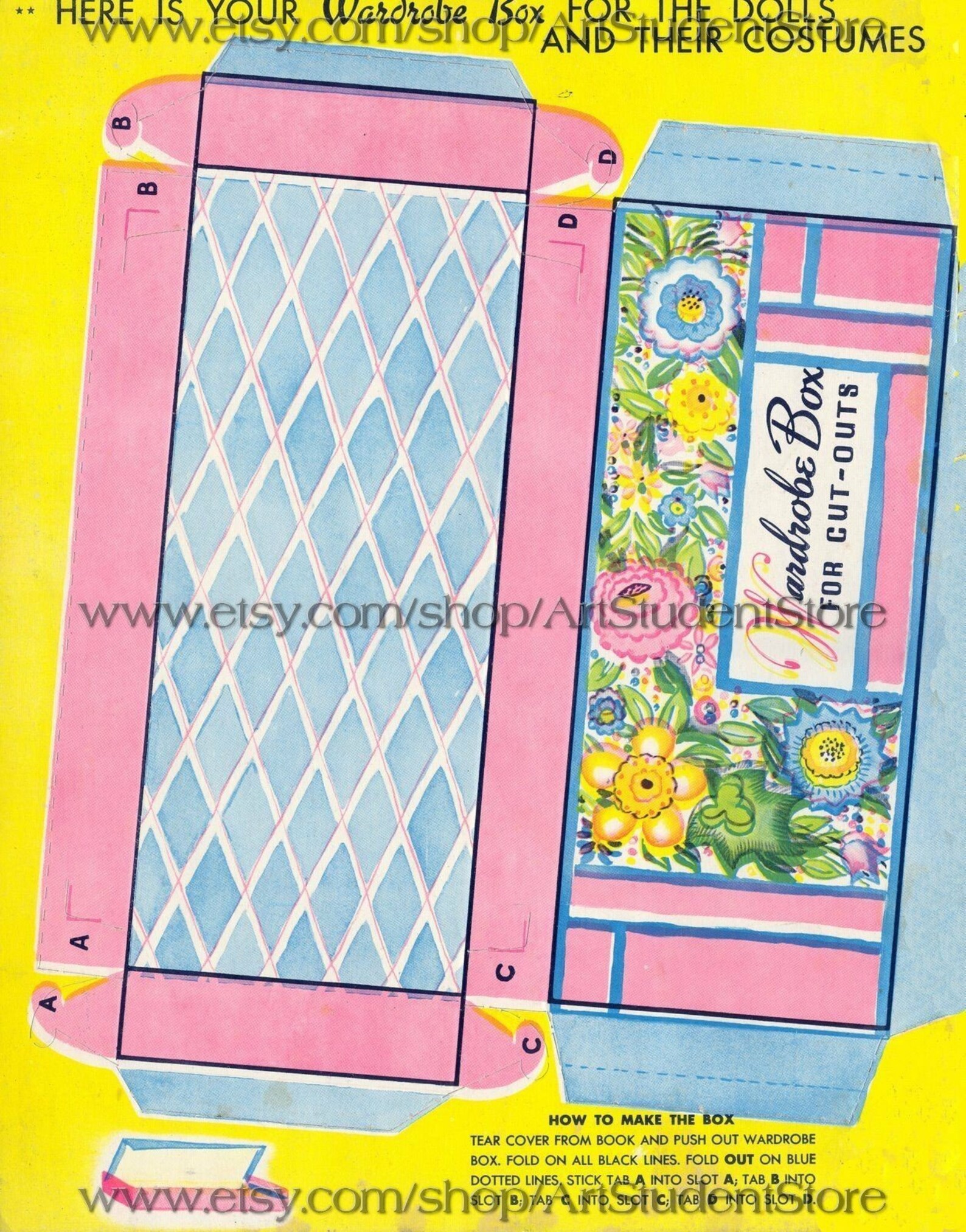 Pdf Instant Vintage Paper Dolls Wardrobe Box - Etsy