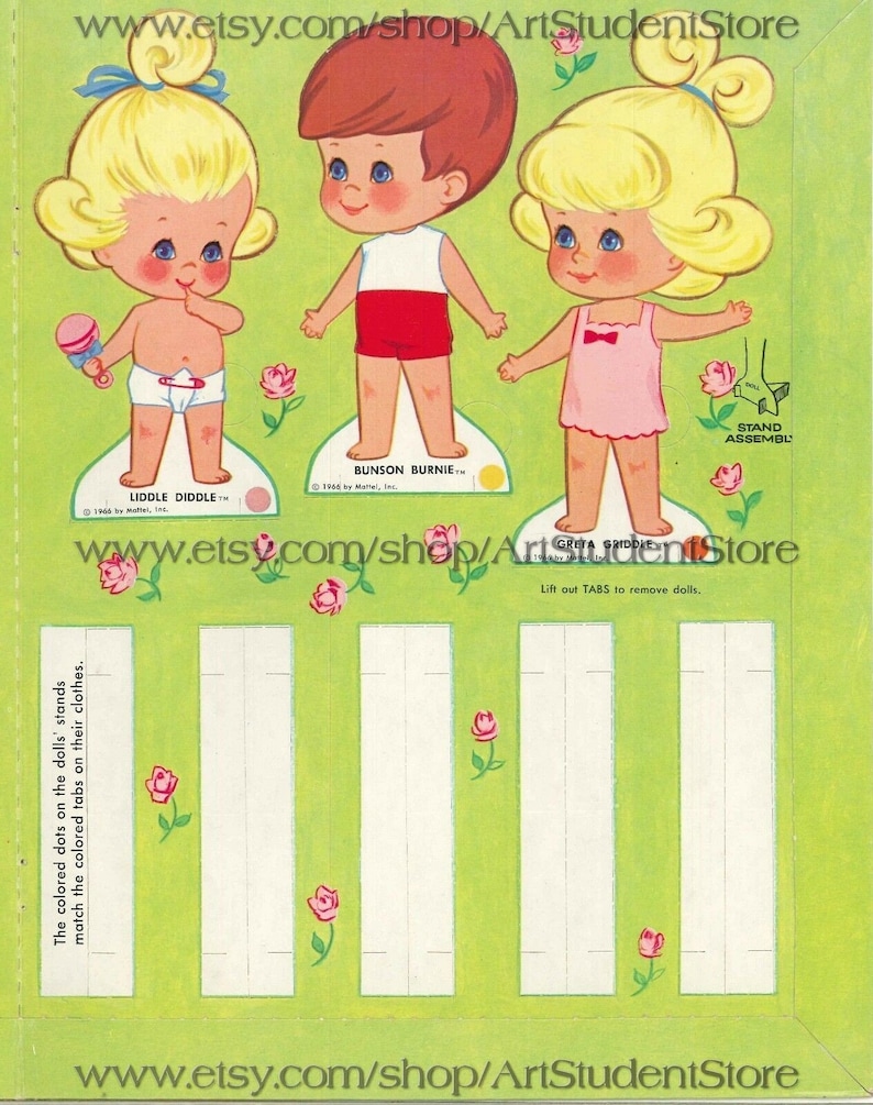 Pdf Printable Digital Vintage Paper Dolls Liddle Kiddles 1966 - Etsy