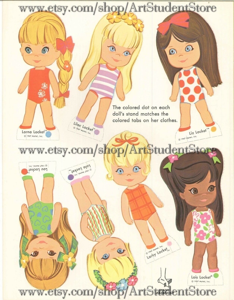 Vintage Paper Dolls Lucky Locket Liddle Kiddles C. 1969 - Etsy