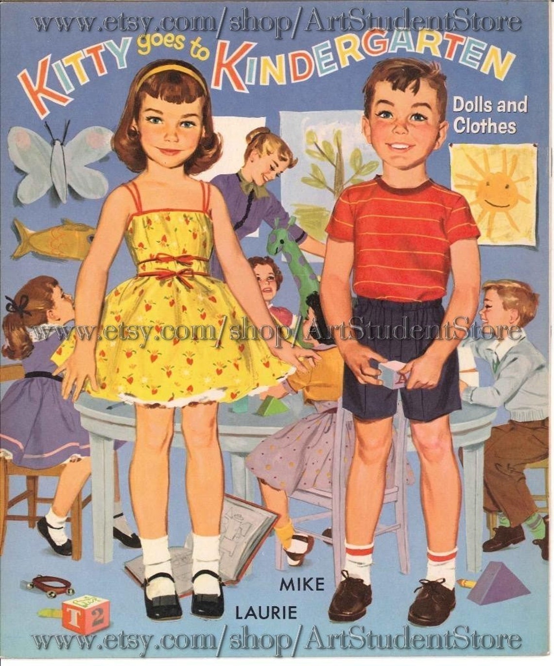 Digital Paper Dolls Download Pdfkitty Goes to Kindergarten | Etsy