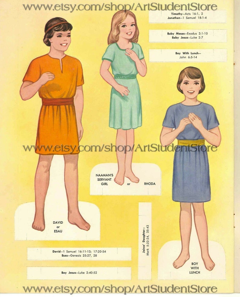 Pdf Printable Digital Vintage Paper Dolls Bible Children - Etsy