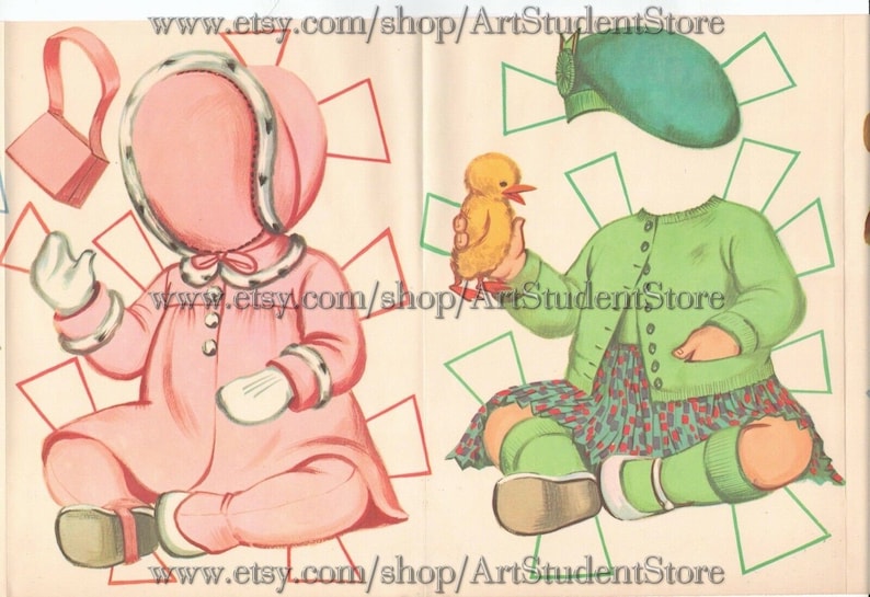 Printable Digital Pdf Instant Vintage Paper Dolls Baby Bonnie - Etsy