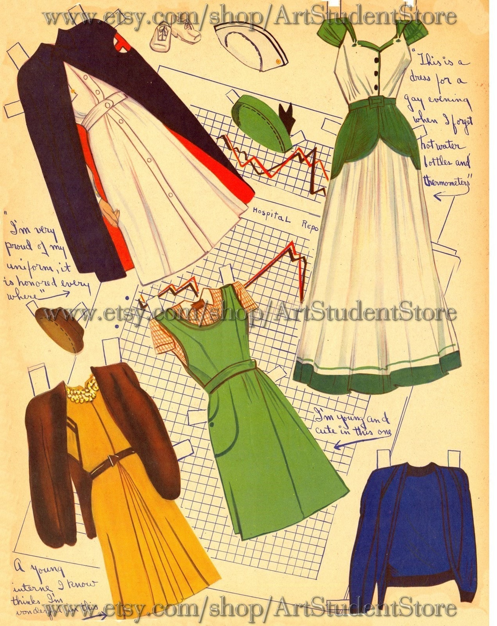 Pdf Printable Digital Vintage Paper Dolls Career Girls 1942 - Etsy