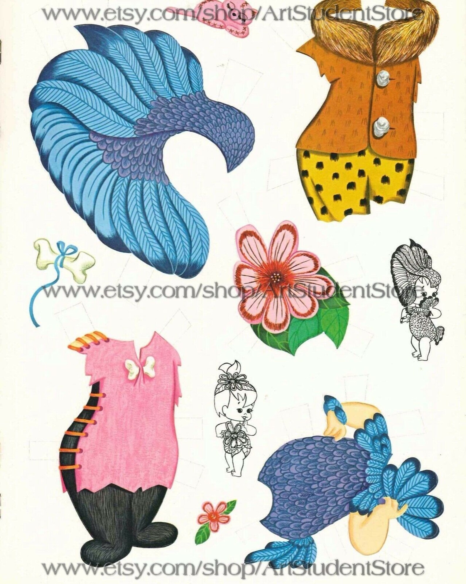 Vintage Paper Dolls Pebbles Flintstoneprintable Digital Pdf - Etsy