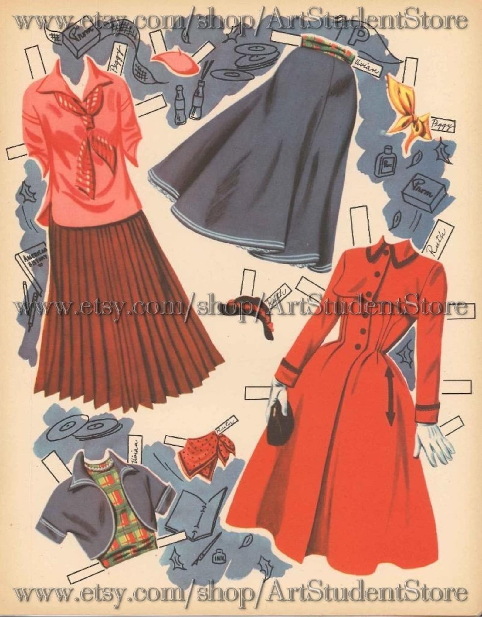 Printable Digital Pdf Instant Vintage Paper Dolls Prom 1952 | Etsy