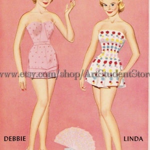 Pdf Instant Digital, Vintage Paper Dolls Pink Prom Twins - Etsy