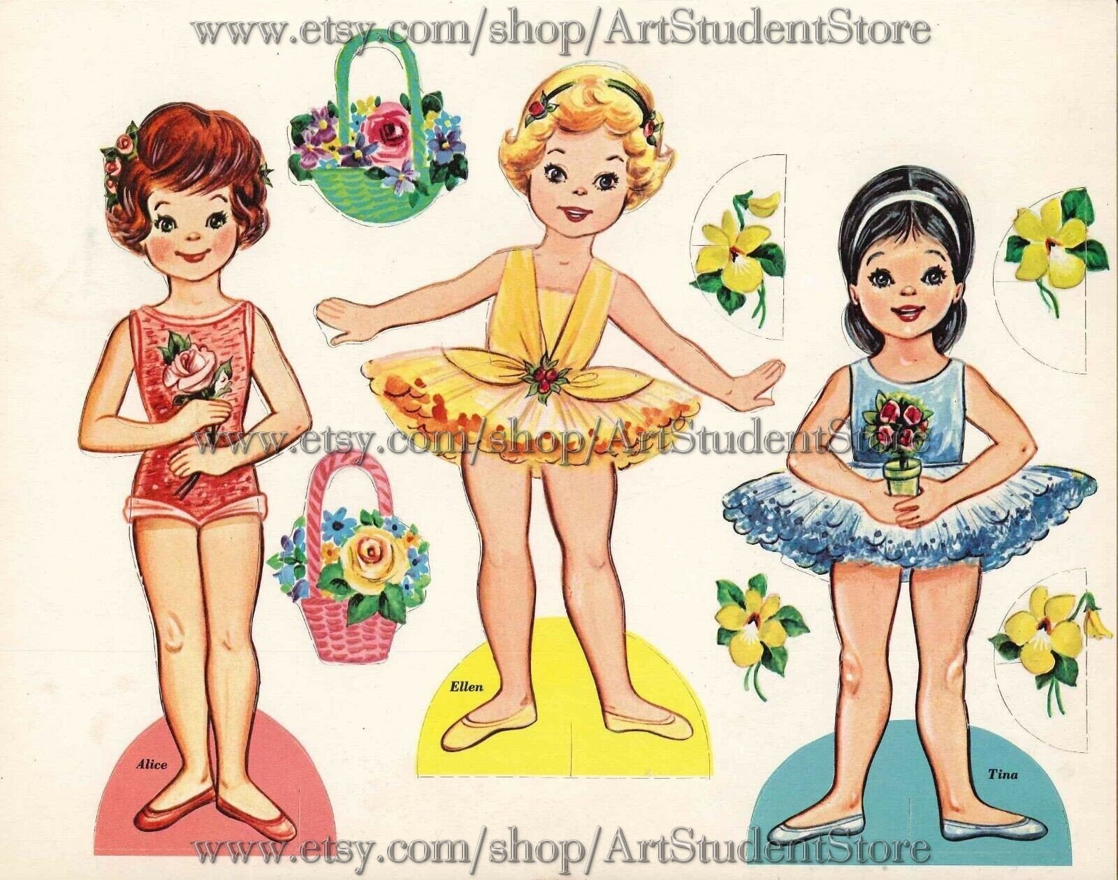 Printable Digital Pdf Instant Vintage Paper Dolls Pretty - Etsy