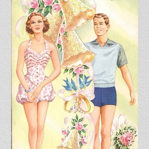 Vintage Paper Dolls Bride and Groomprintable Digital Pdf - Etsy