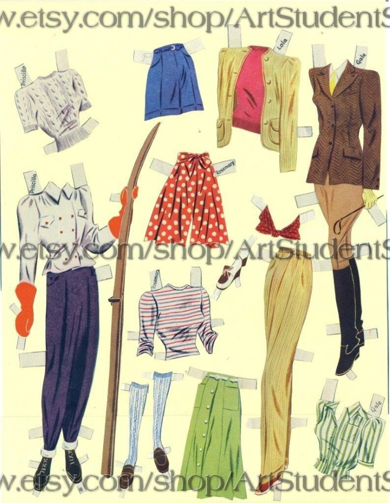 Pdf Printable Digital Vintage Paper Dolls Lane Sisters Four - Etsy