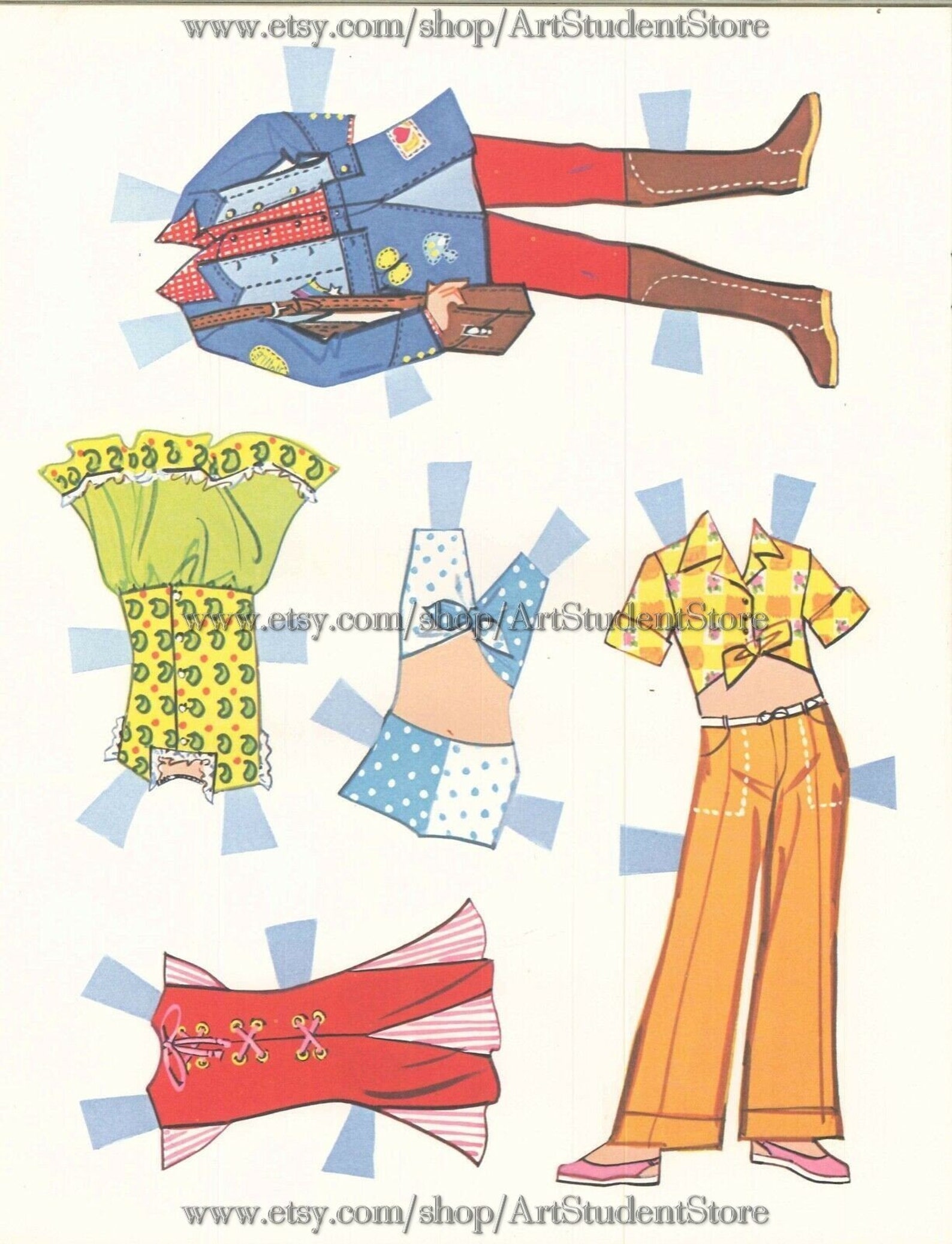 Vintage Paper Dolls Tini Modsprintable Digital Pdf - Etsy